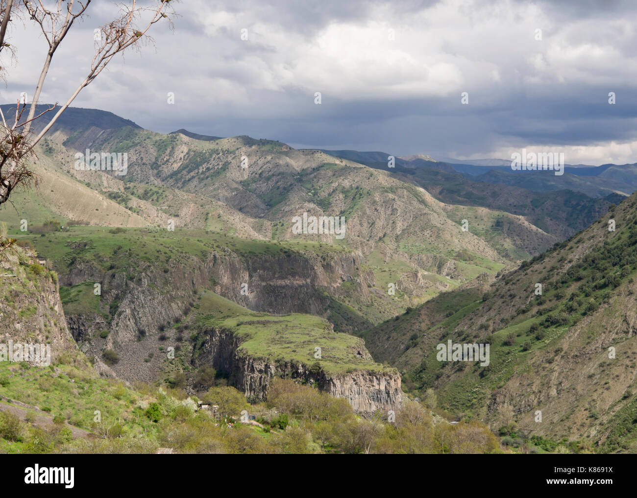 The Garni ravine with the Azat River, panorama view from the site of ...