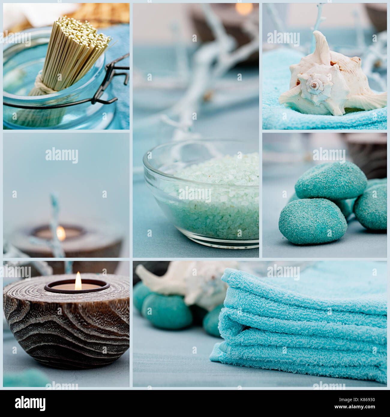 Spa collage series. Spa collage made of five images. Floral water, bath ...