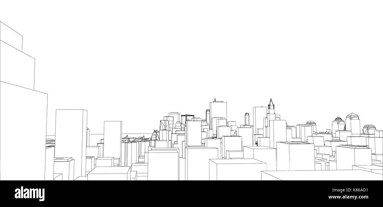 Wire-frame New York City, Blueprint Style Stock Vector Image & Art - Alamy