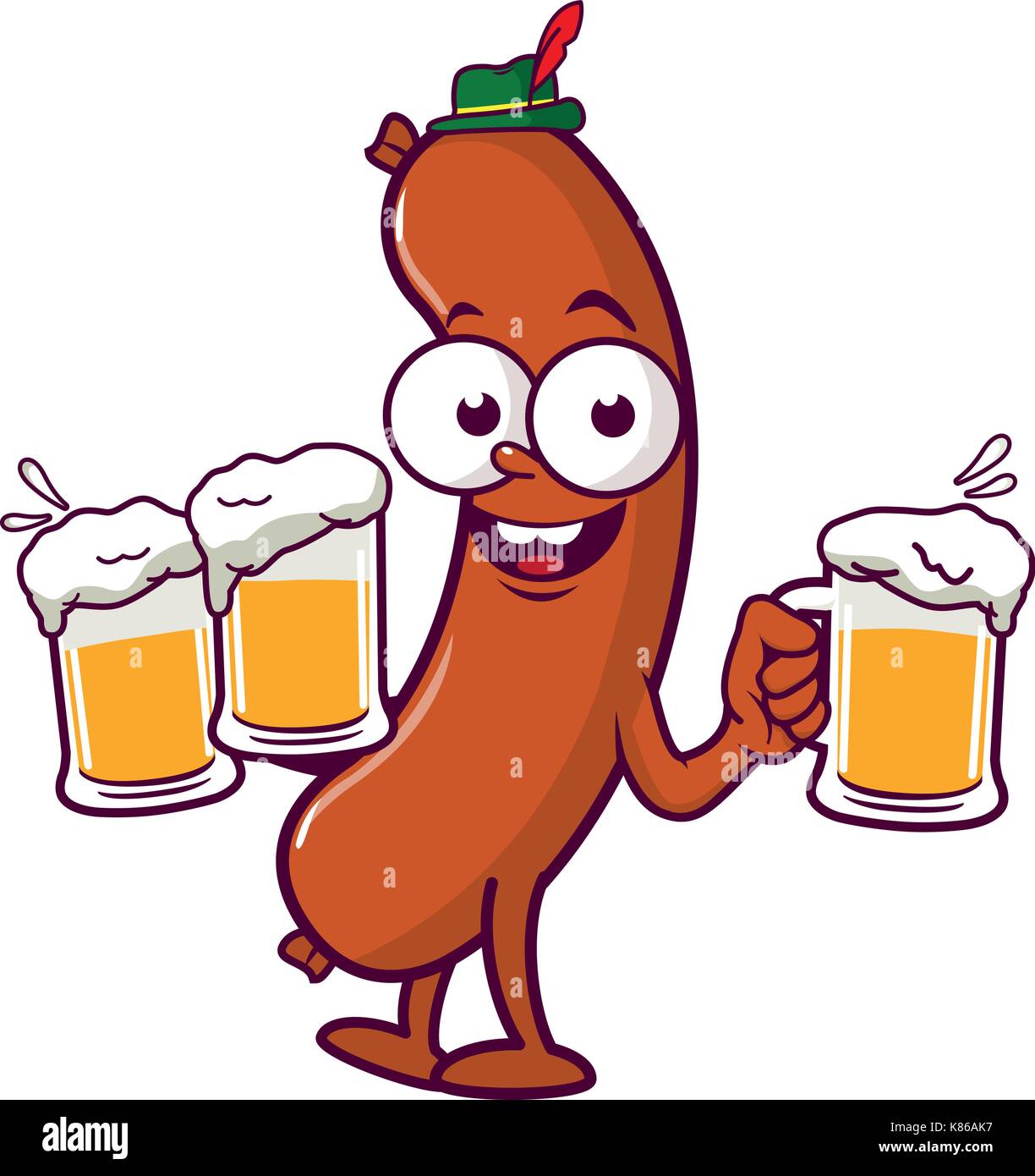 Cartoon Sausage Serving Beer Stock Vector Image And Art Alamy