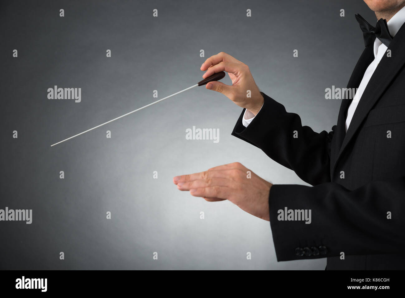 Close-up Of Male Orchestra Conductor Hands Holding Baton Stock Photo ...