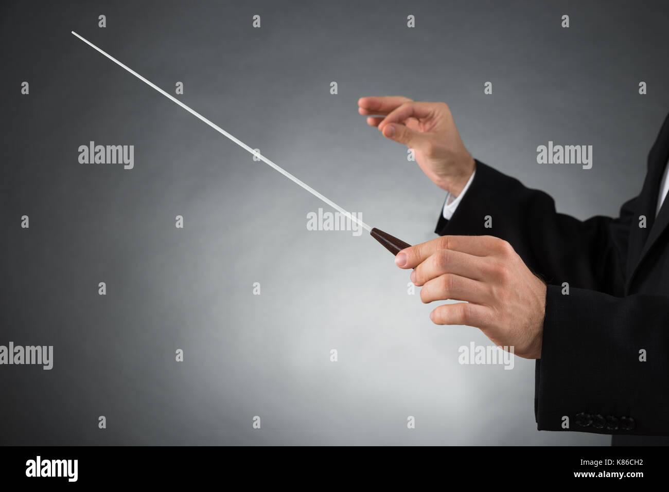 Close-up Of Male Orchestra Conductor Hands Holding Baton Stock Photo ...