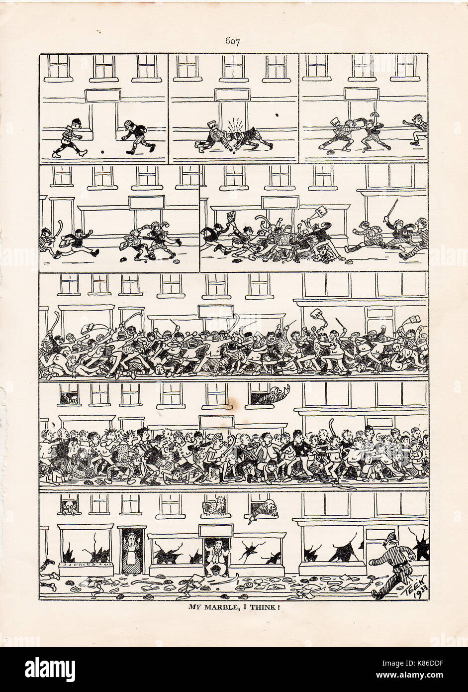 A game of marbles - A cartoon from the BOYS OWN ANNUAL 1932/1933 Stock ...