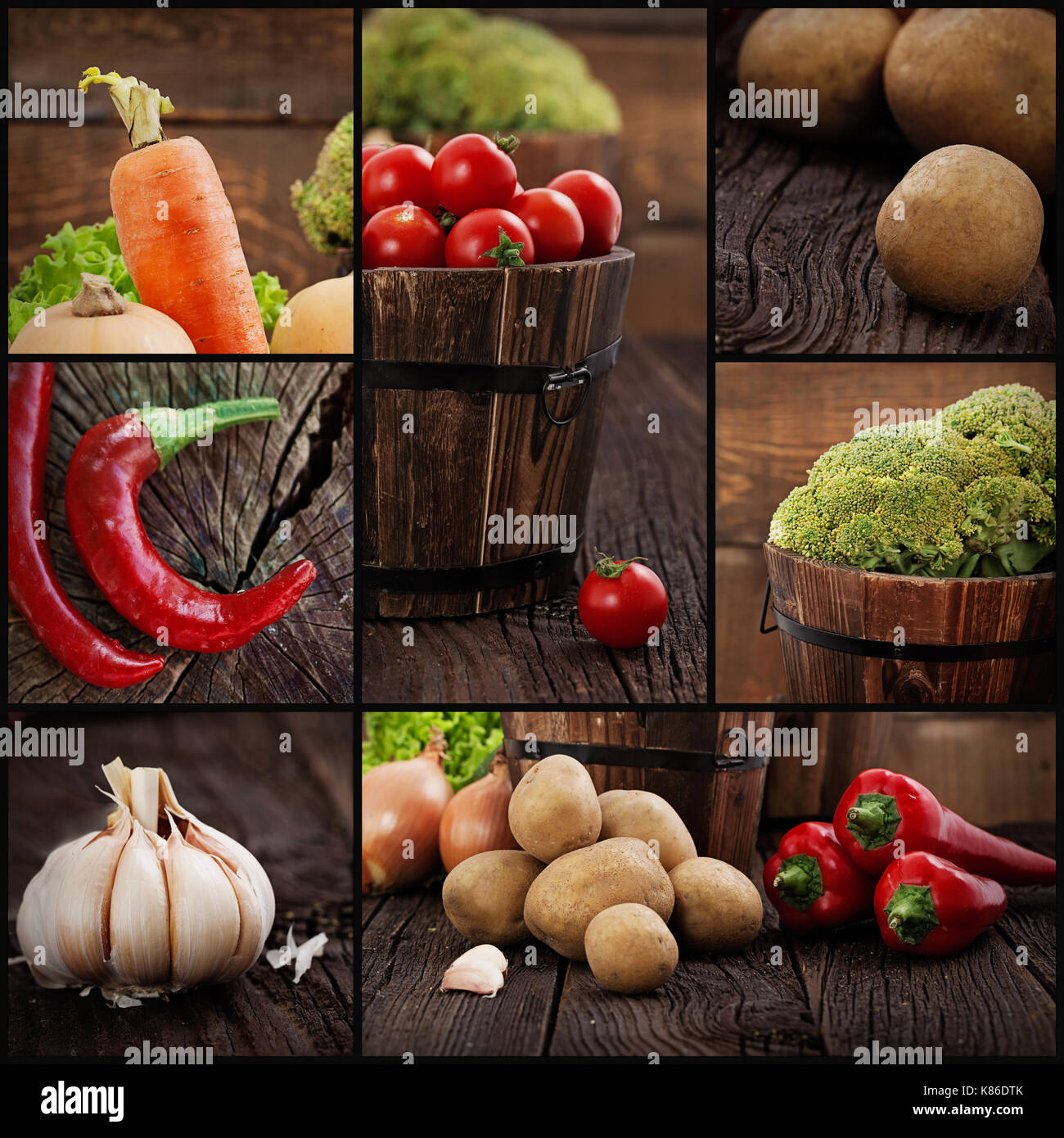 Restaurant series. Collage of fresh organic vegetables. Food background ...