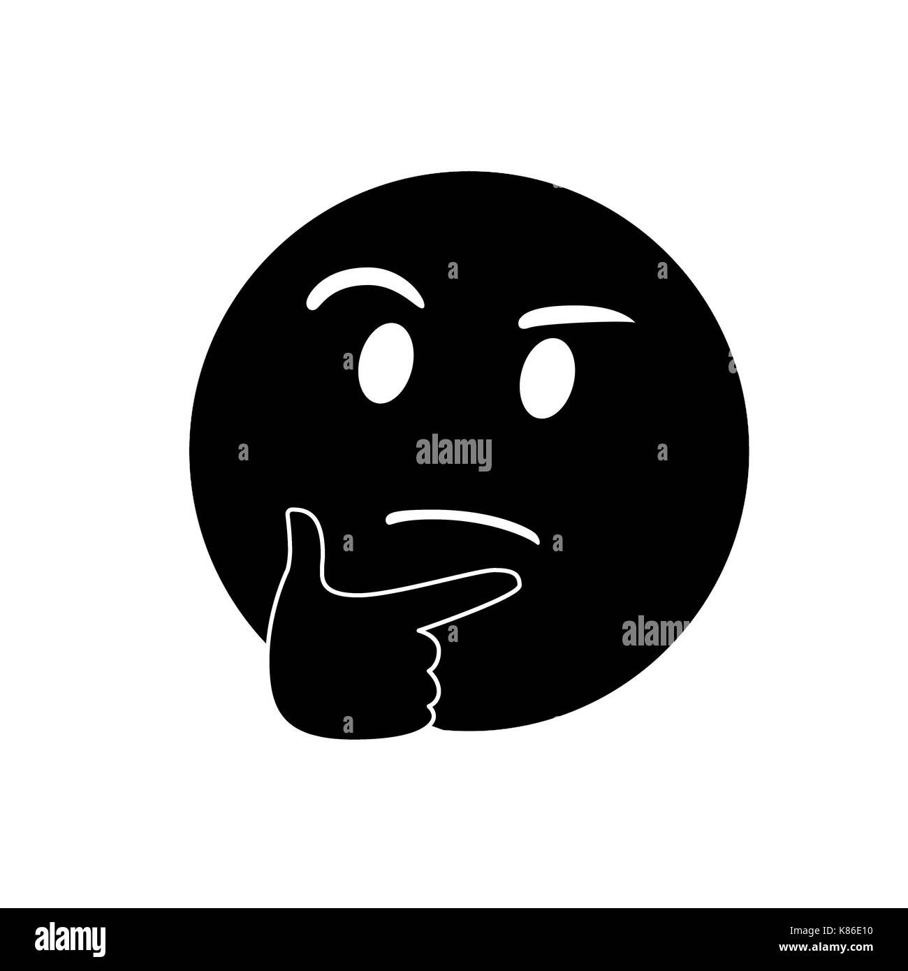 The Black pondering, thinking or deep in thought face with index finger ...