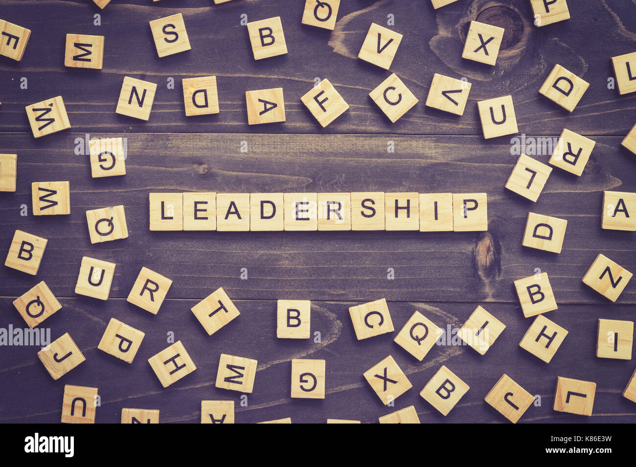 Leadership word wood block on table for business concept Stock Photo ...