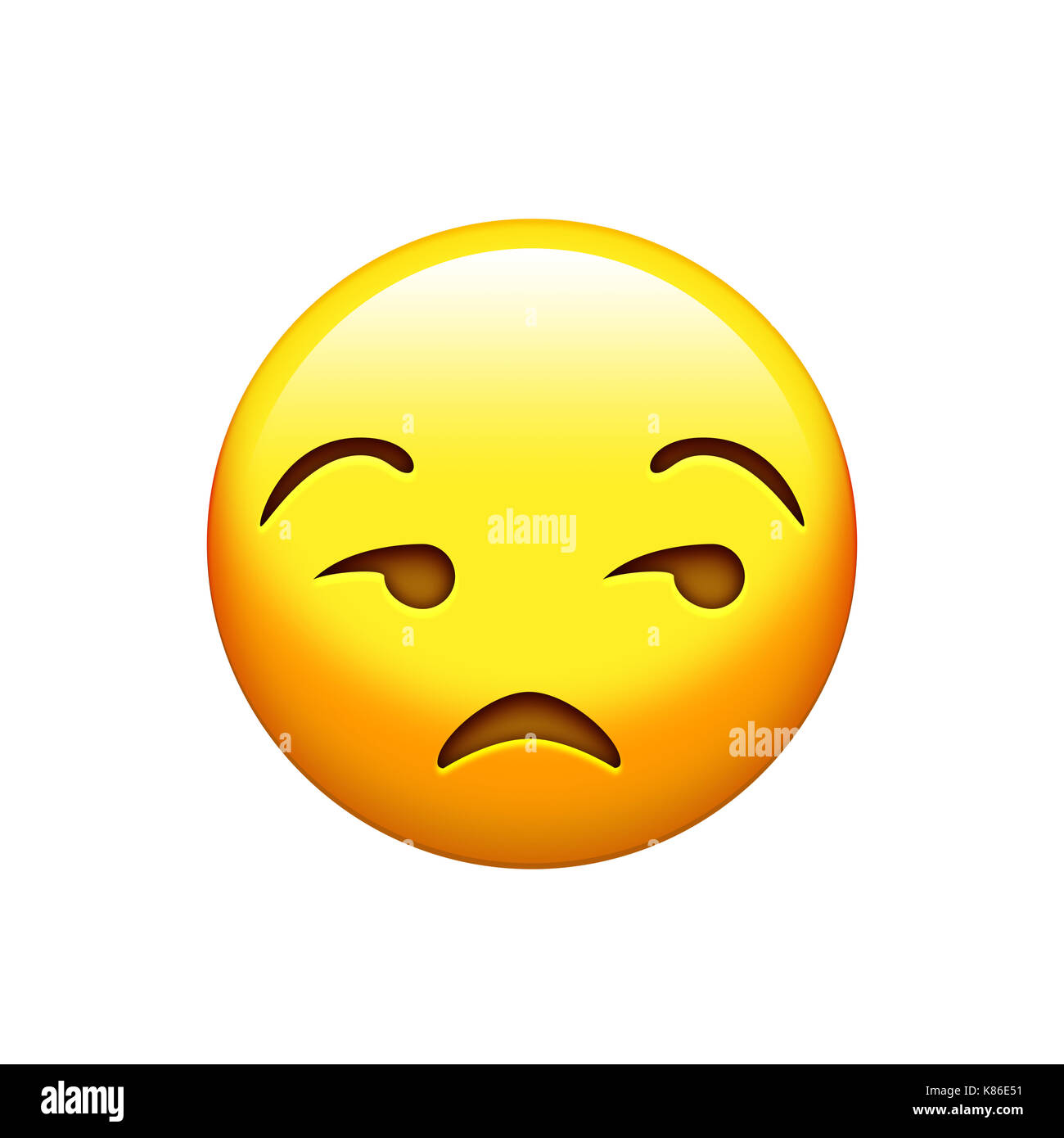 The isolated yellow gloss, upset face icon Stock Photo - Alamy