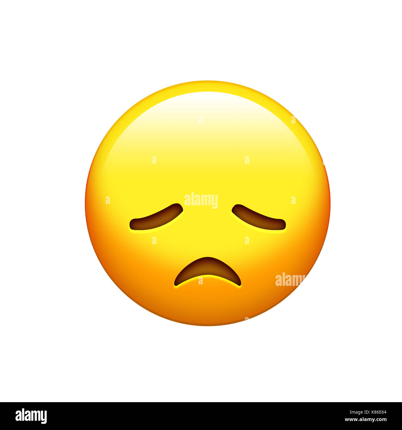The yellow disappointed, upset face and closing eyes icon Stock Photo ...