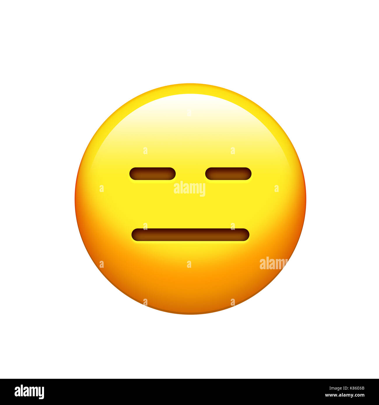 The isolated yellow frown troubled look face icon Stock Photo - Alamy
