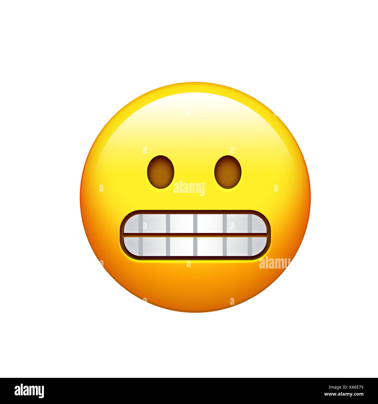 The isolated yellow nervous and worried smile and showing teeth icon ...