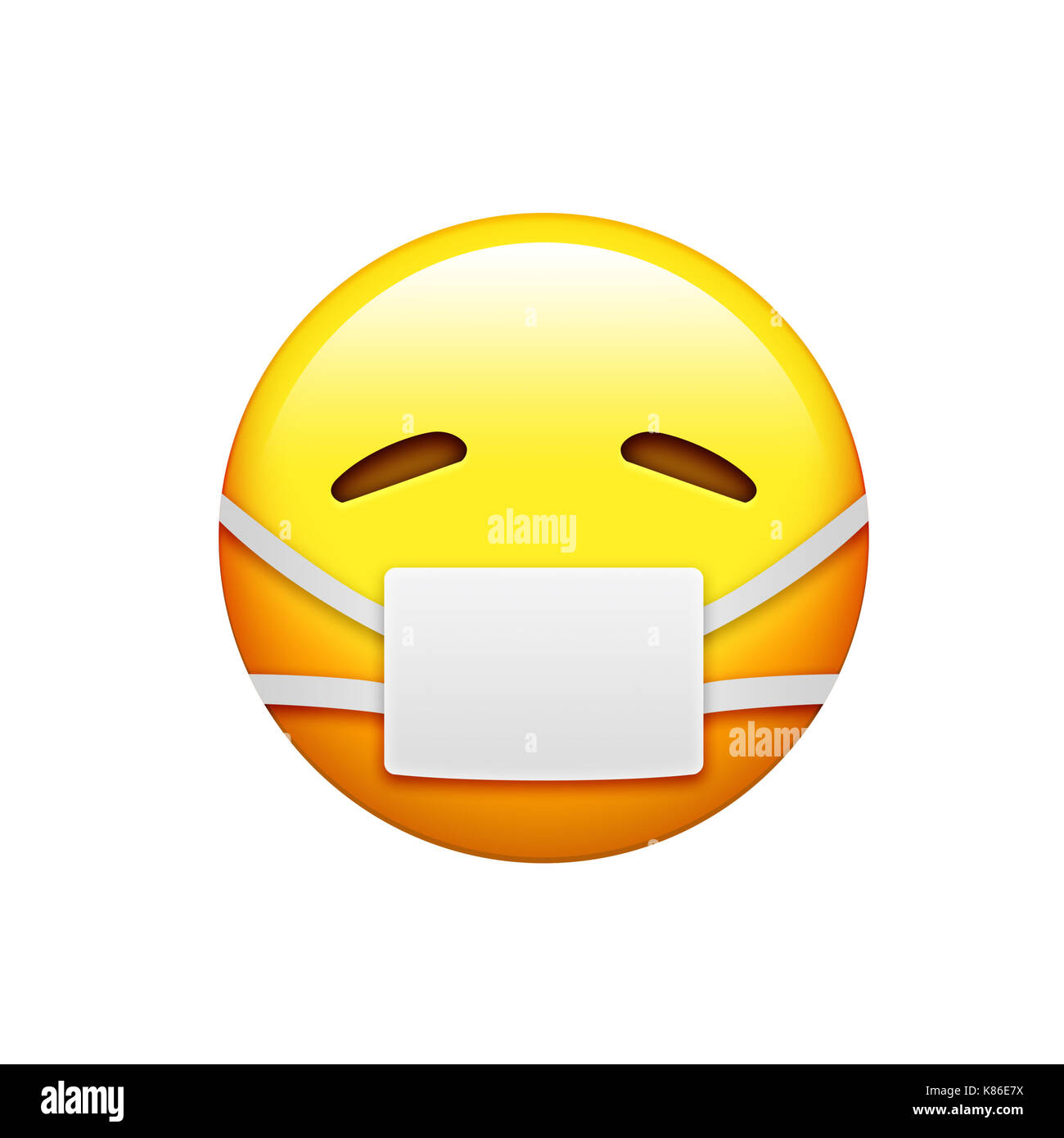 The emoji yellow sick and uncomfortable face with wearing white mouth ...