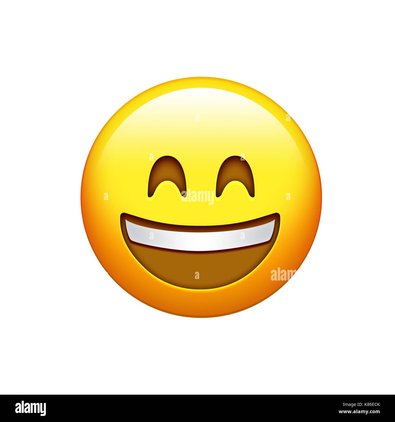 Isolated yellow smiling face with the upper white teeth icon Stock ...