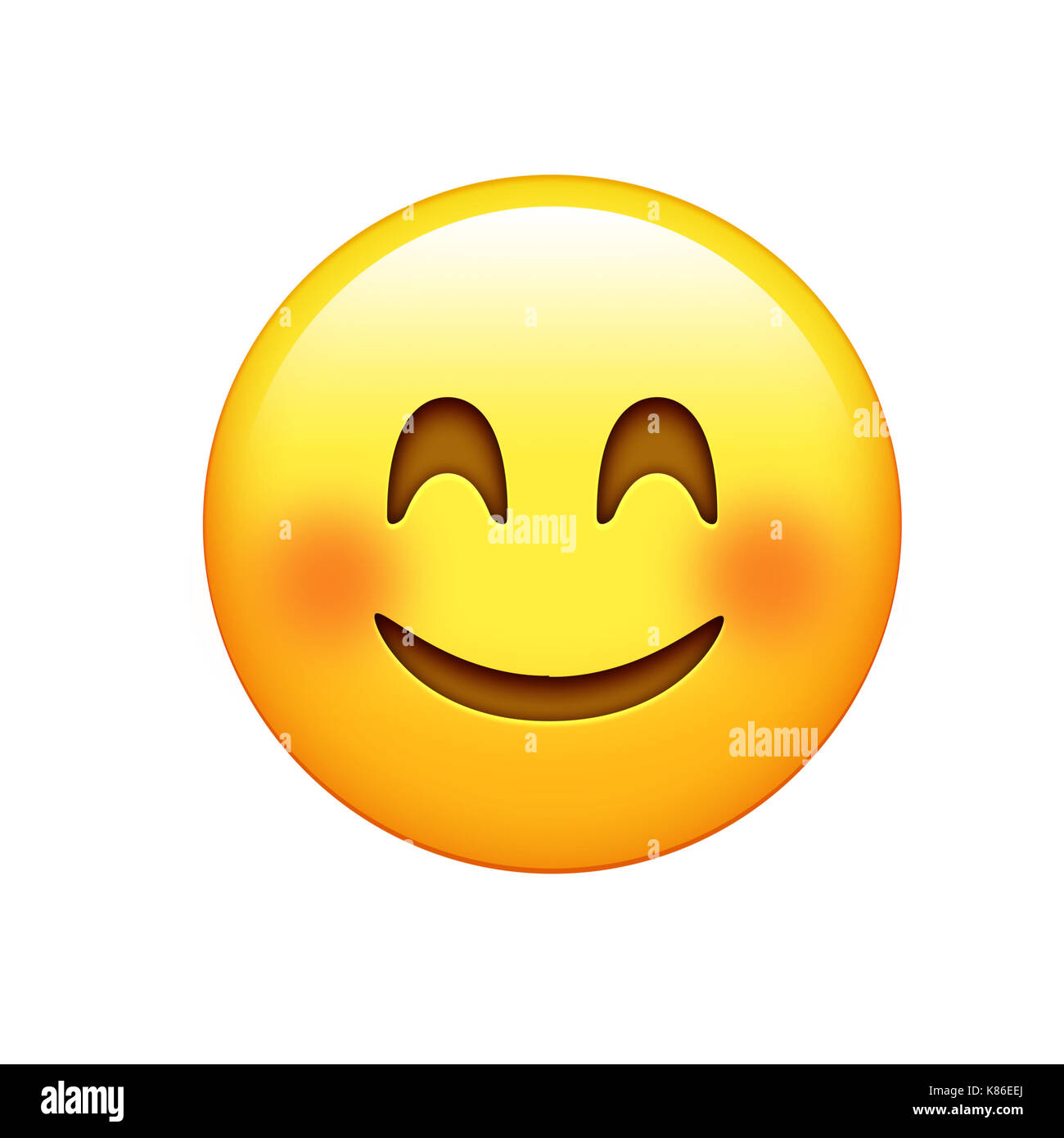 Isolated yellow face with red cheeks and smiling eyes icon Stock Photo ...