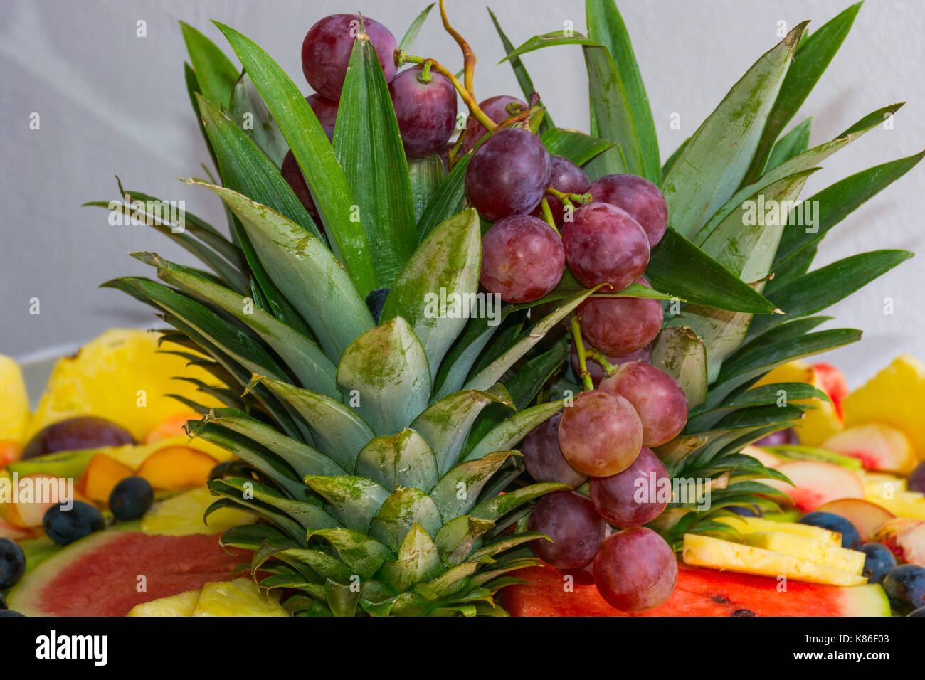 compositions of fresh fruit cut for buffets. typical summer fruits of ...