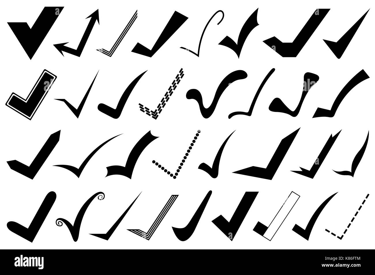 Set of different check marks isolated on white Stock Photo - Alamy