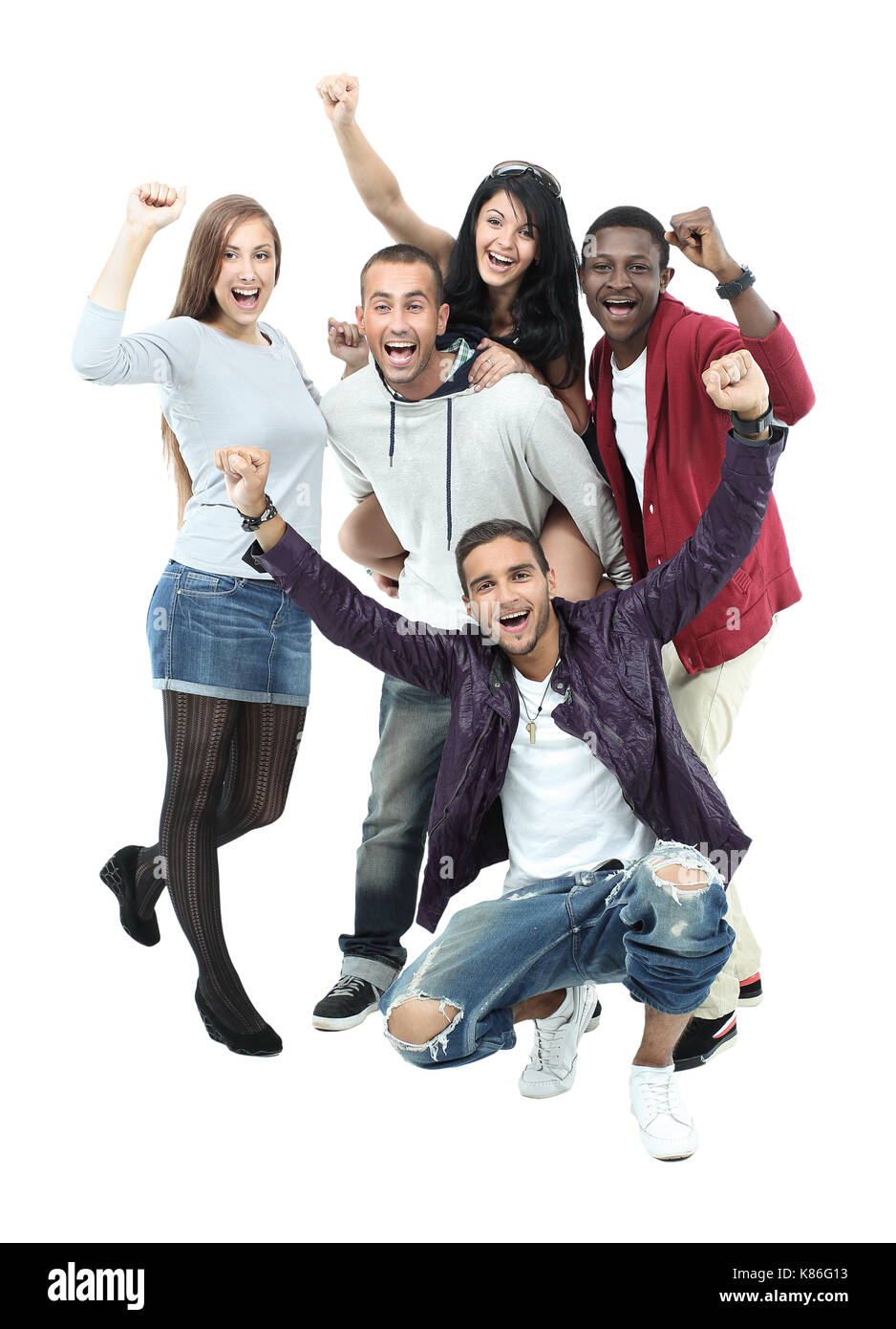 International group of happy smiling men and women having fun ov Stock ...