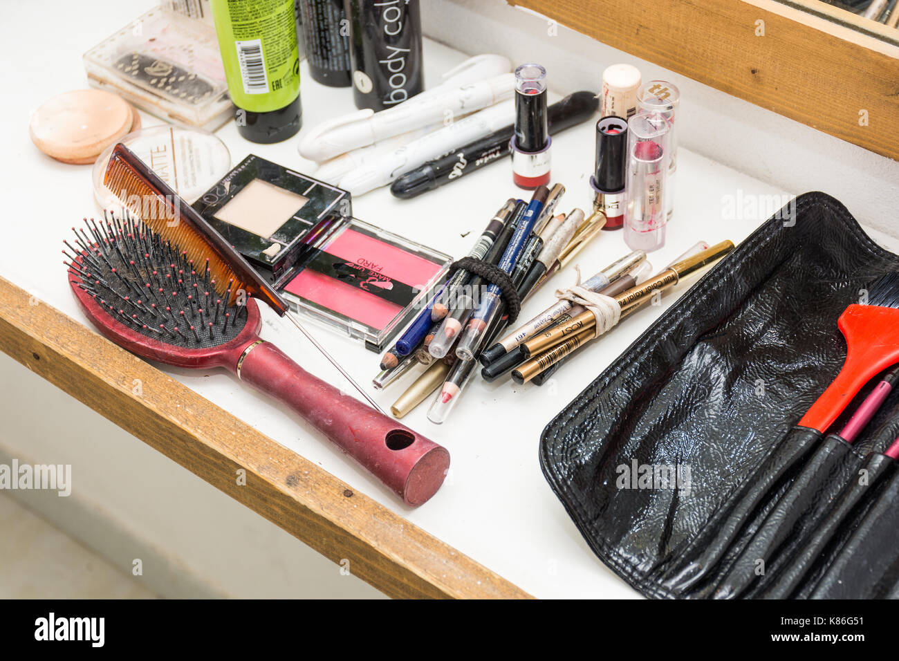 Abstract and conceptual of make up. brushes, make up tools. make artist ...