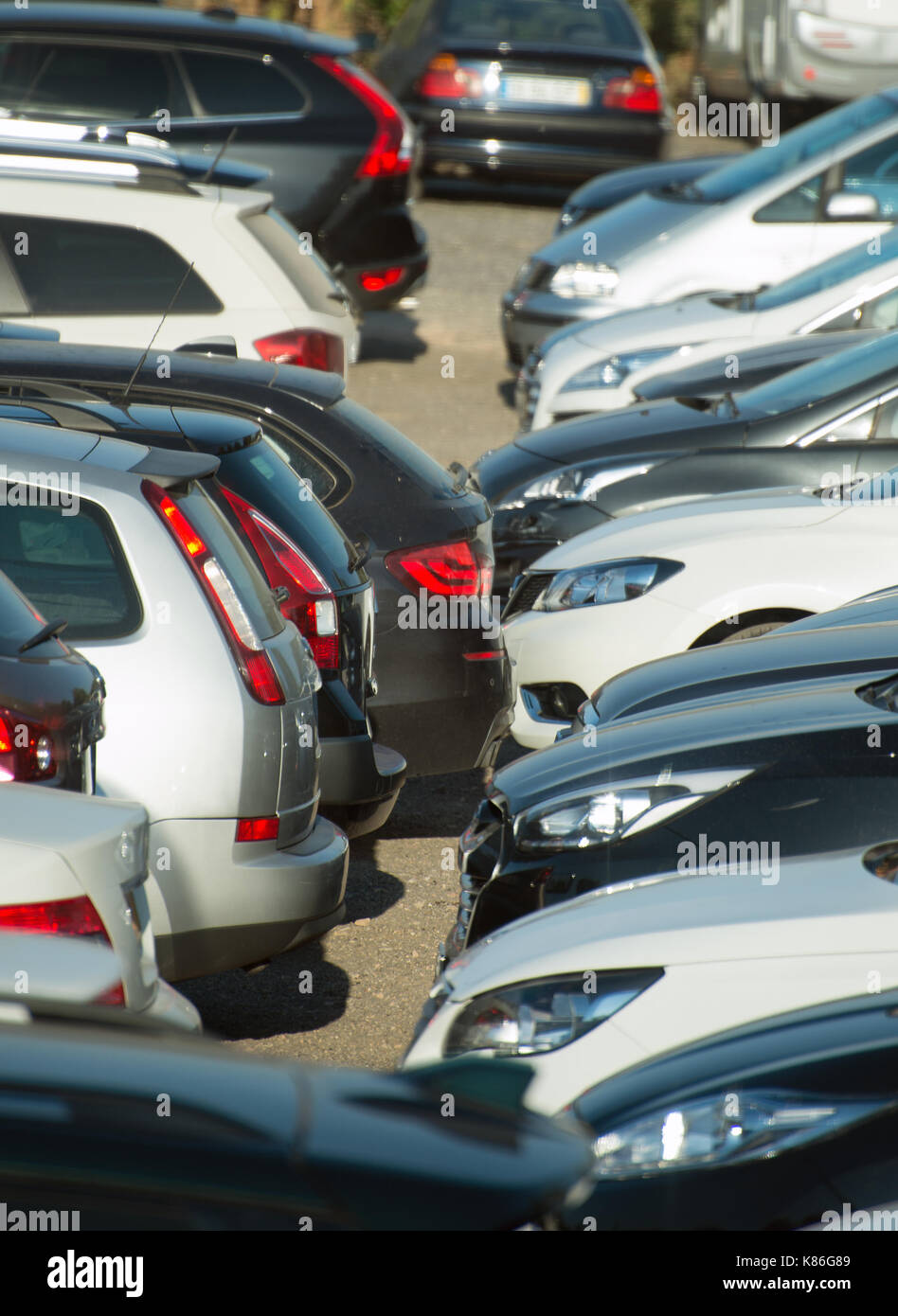 Lot of cars are parked in the parking lot Stock Photo - Alamy