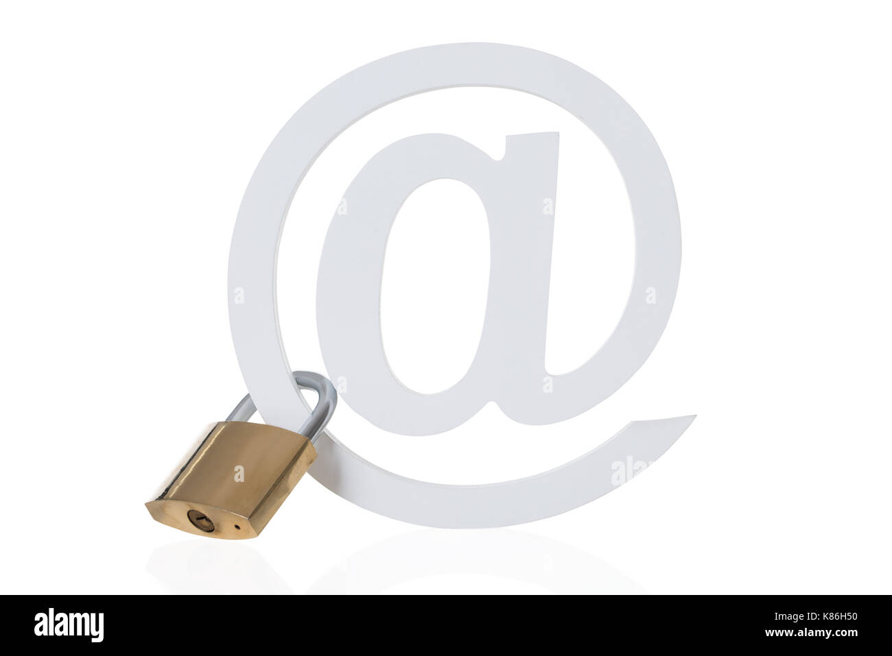 Padlock attached to email symbol isolated over white background Stock ...
