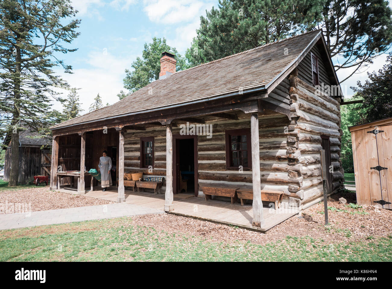 Exterior of a wooden lodge Stock Photo - Alamy
