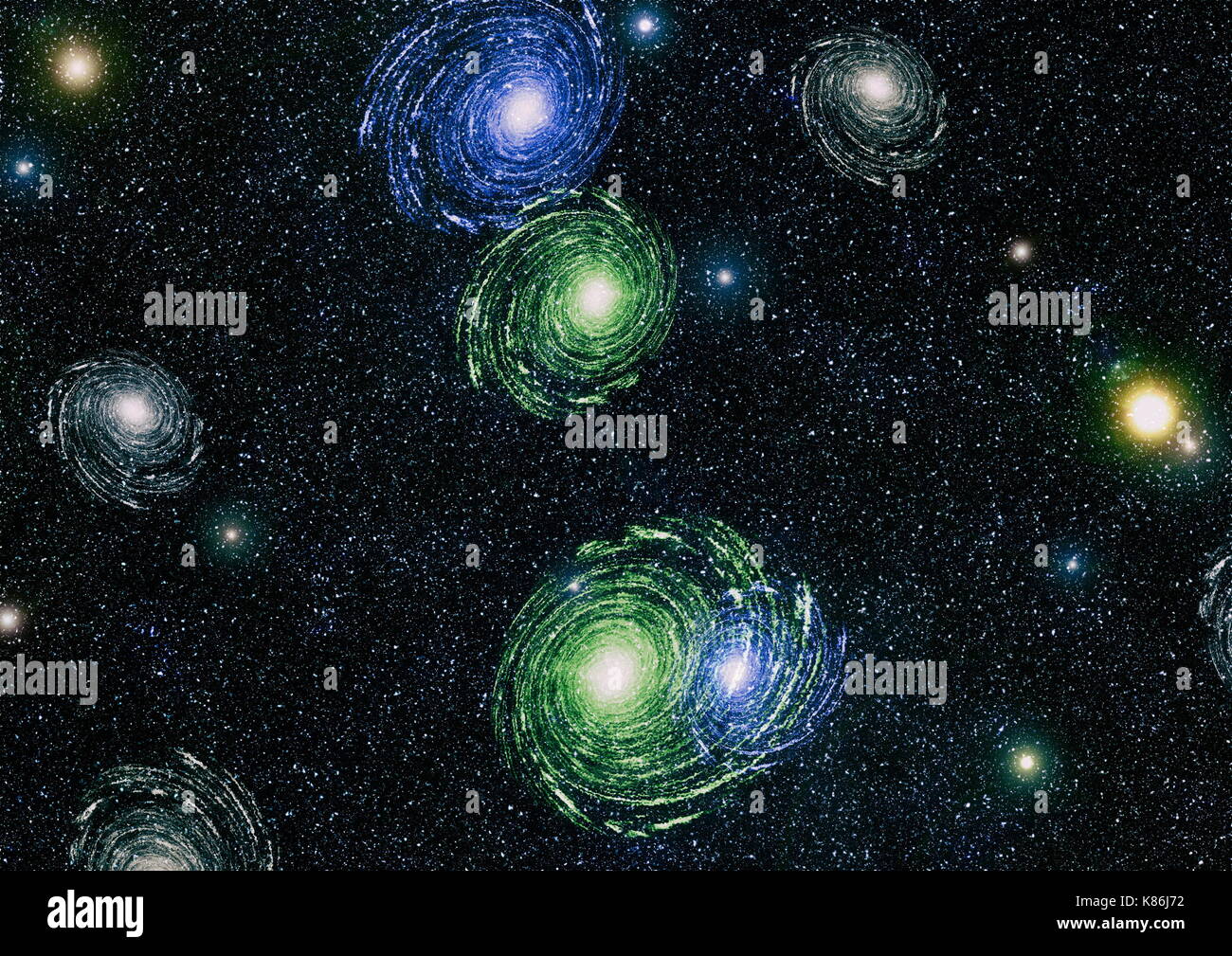 Panoramic looking into deep space. Dark night sky full of stars. The ...