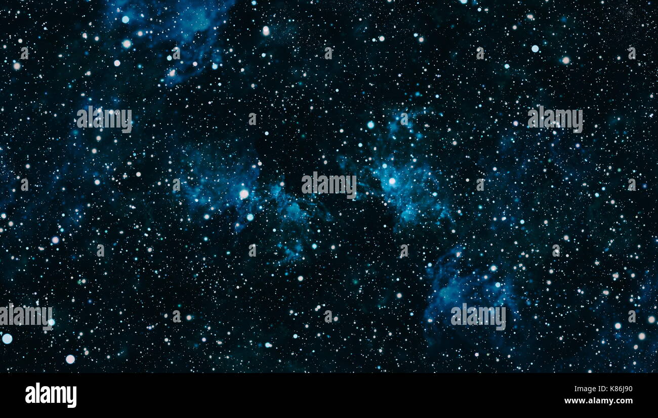 Panoramic looking into deep space. Dark night sky full of stars. The ...