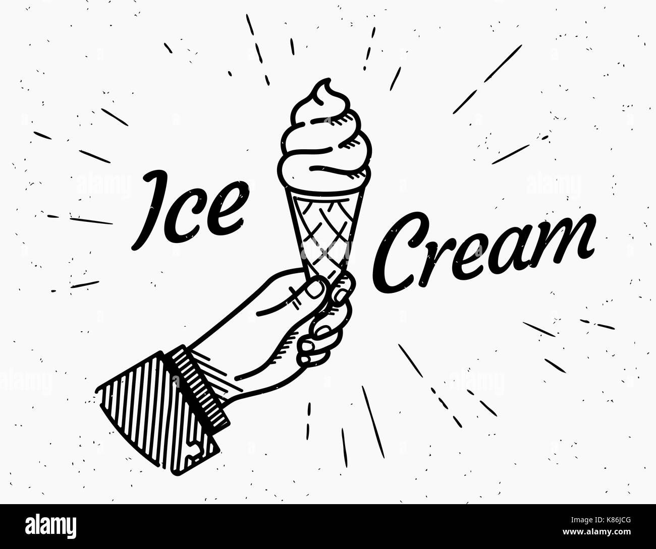 Ice cream retro delicious symbol icon with hipster starburst and text ...