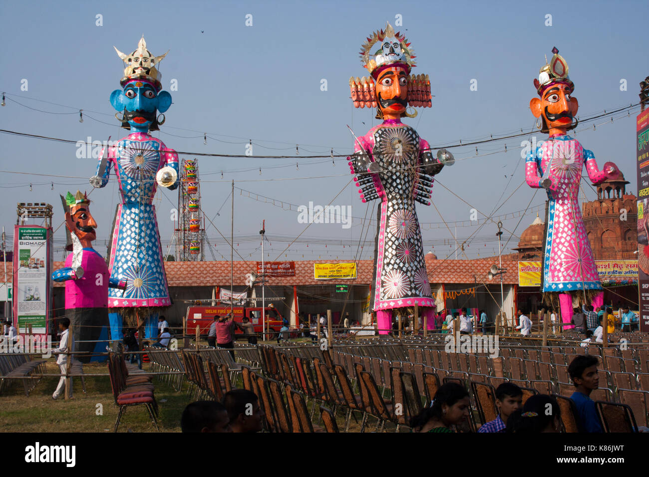 A Colorful Statues of Ravana Khumbkarna and Megnath in dussehra ...
