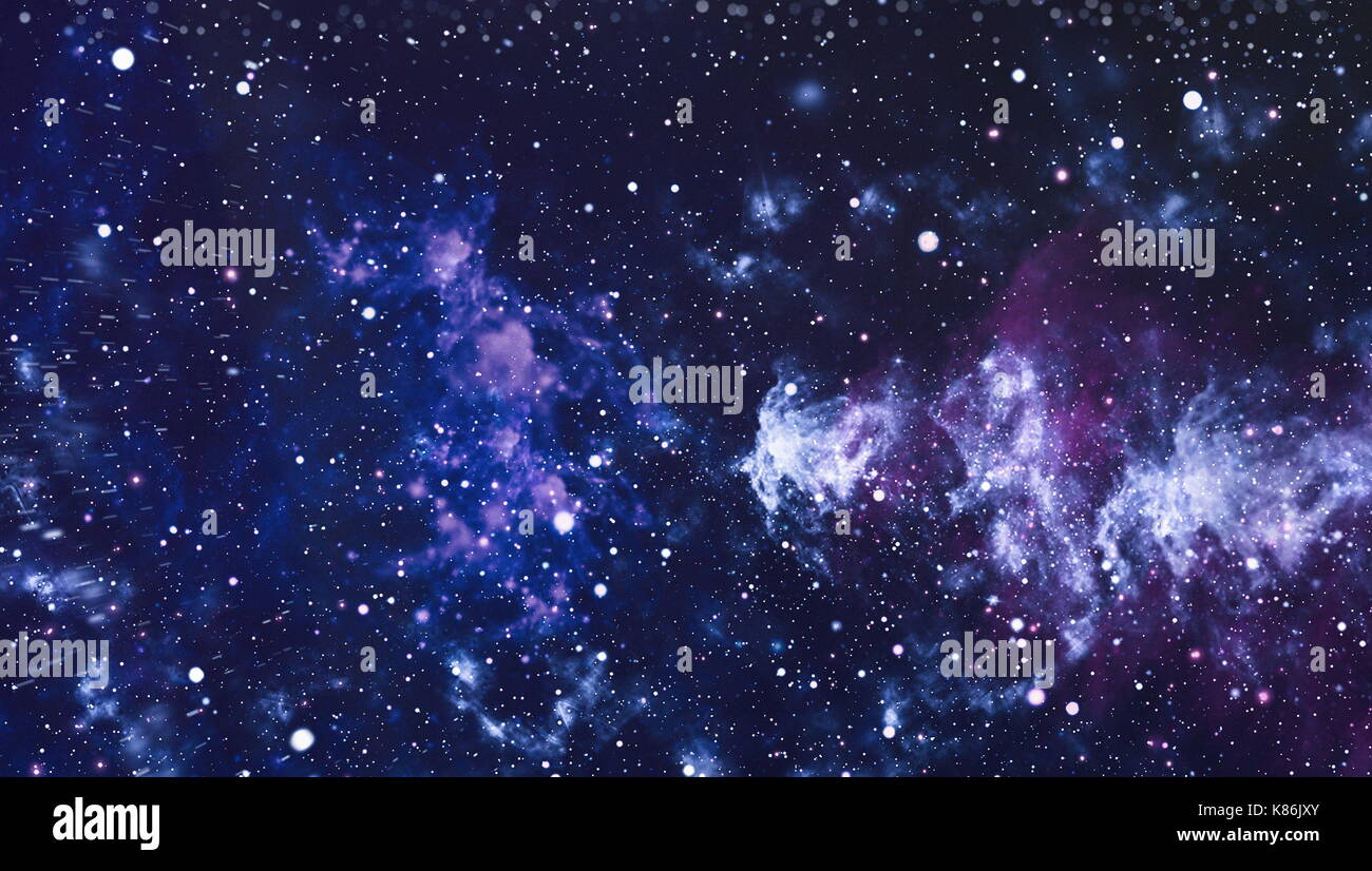 Panoramic looking into deep space. Dark night sky full of stars. The ...