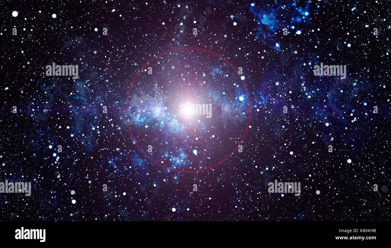 Panoramic looking into deep space. Dark night sky full of stars. The ...