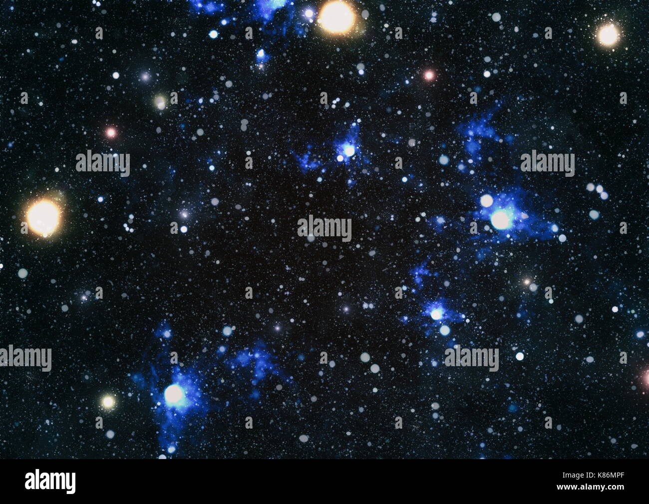 Panoramic looking into deep space. Dark night sky full of stars. The ...