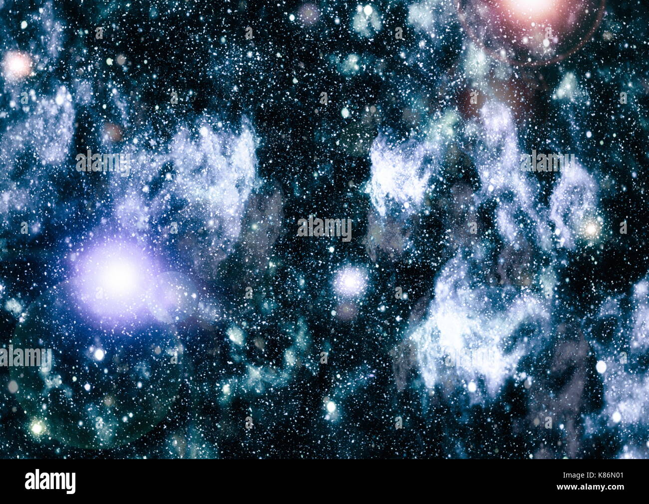 Panoramic looking into deep space. Dark night sky full of stars. The ...