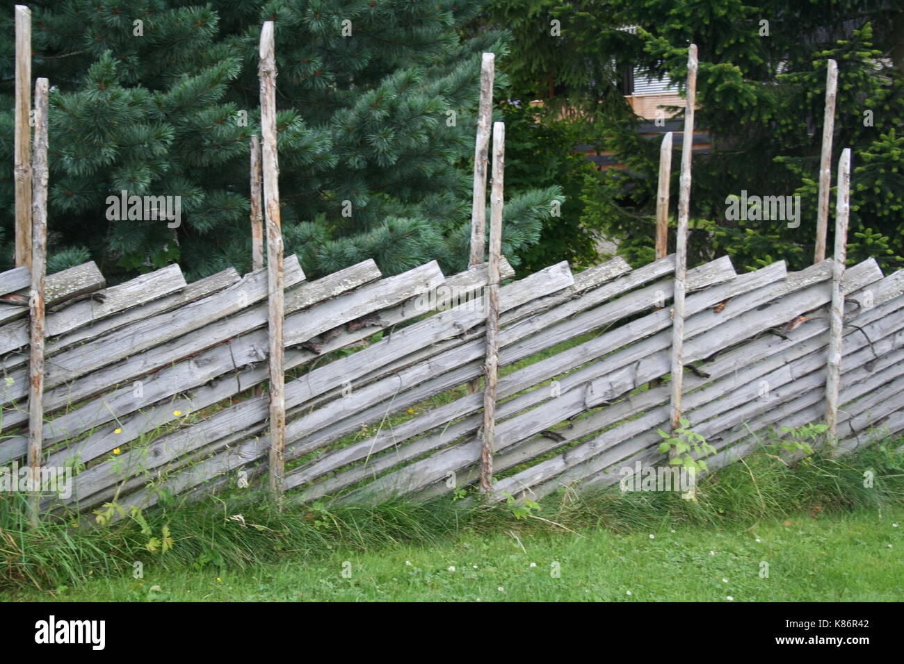 Skigard, a traditional Norwegian fence made from a dense coverage of ...