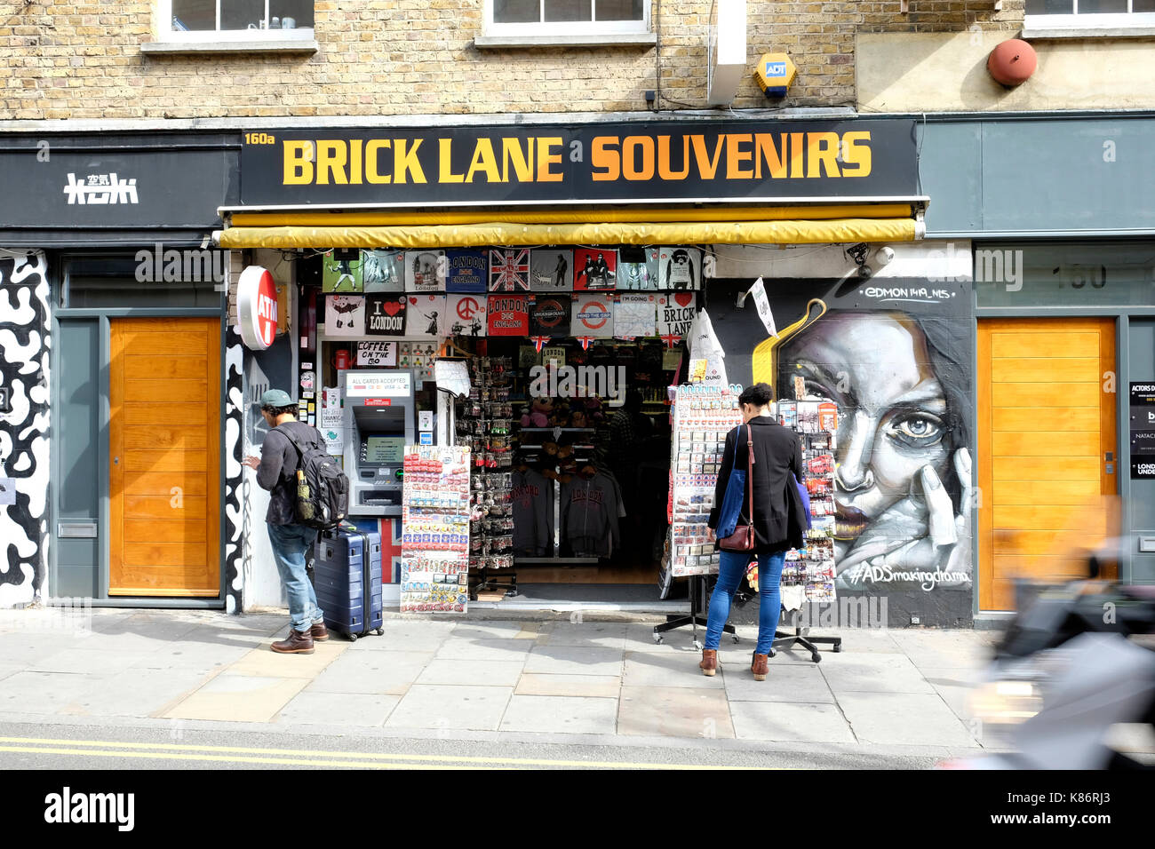 A general view of a souvenirs shop in Brick Lane, London Stock Photo ...