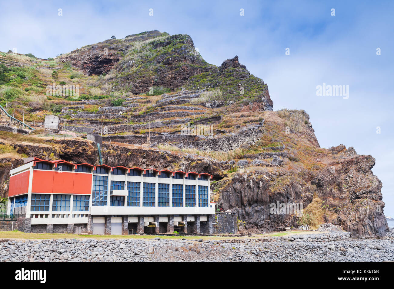 Old hydroelectric power station building in Ribeira da Janela, Madeira ...