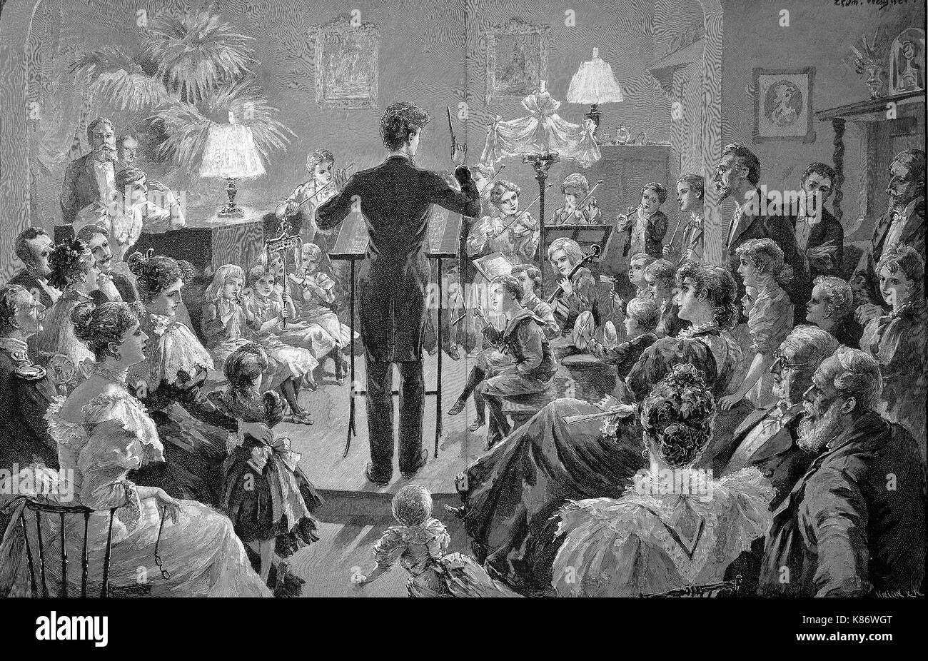 Symphony of children, Conductor with an orchestra of children, Digital ...