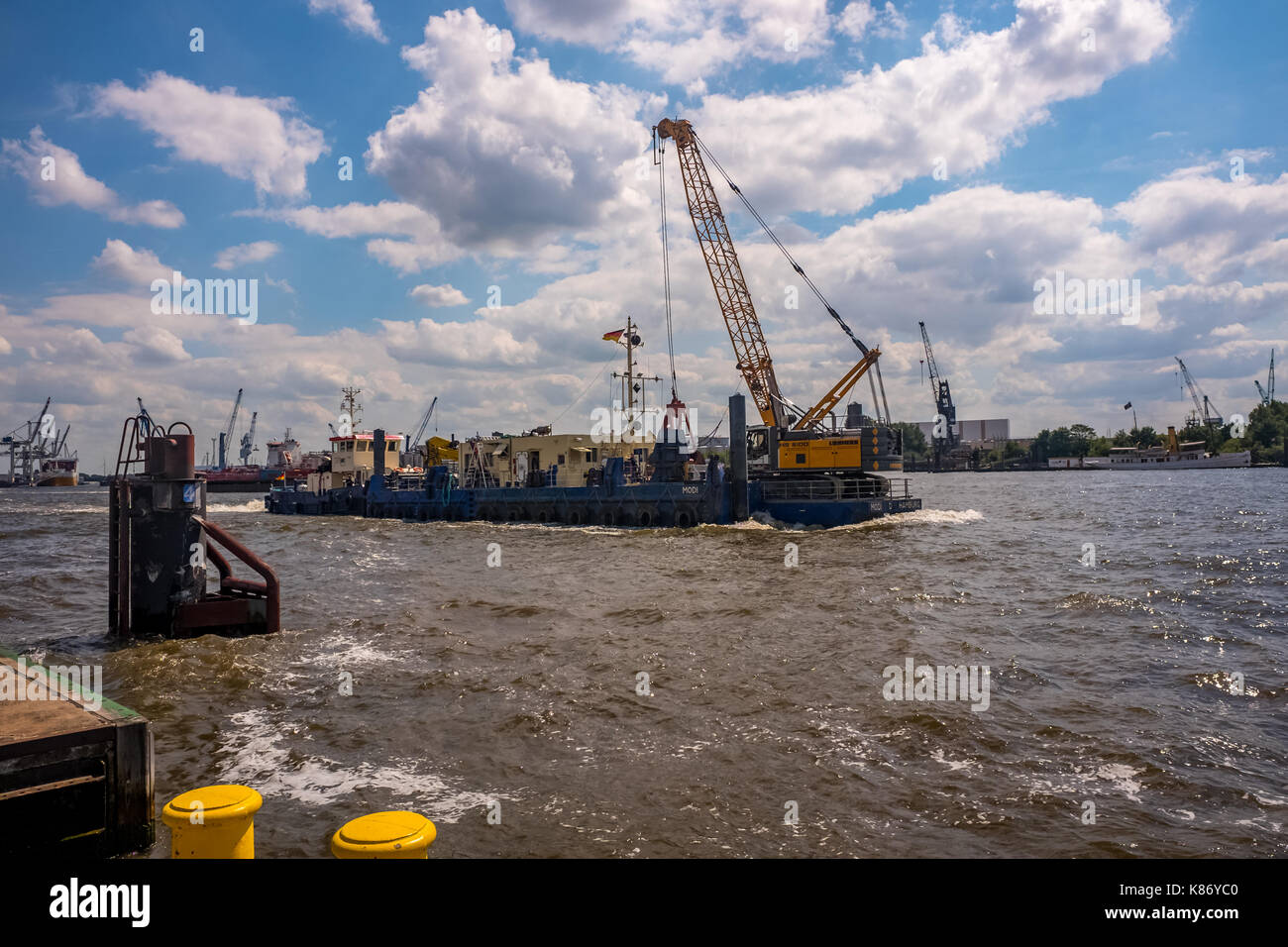 Shipping on the busy River Elbe Hamburg Germany Stock Photo - Alamy