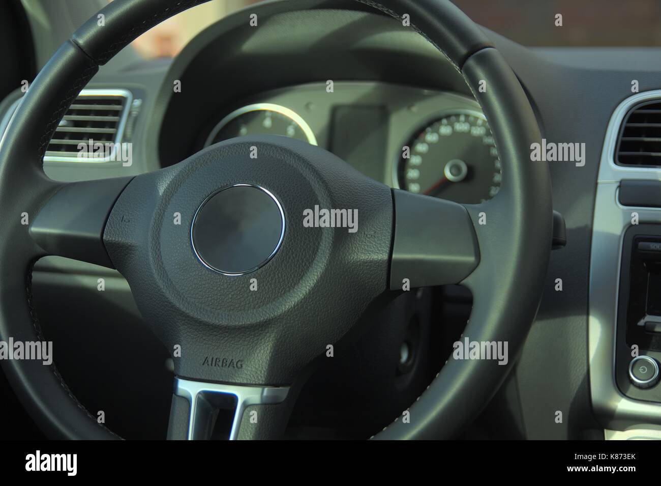 Steering wheel in modern car Stock Photo - Alamy