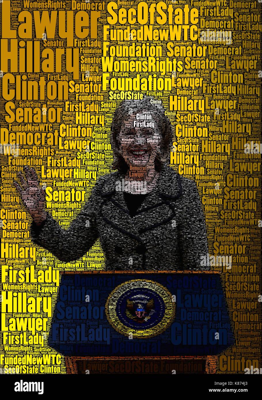 Hillary Clinton concept art, made with words about the subject Stock ...