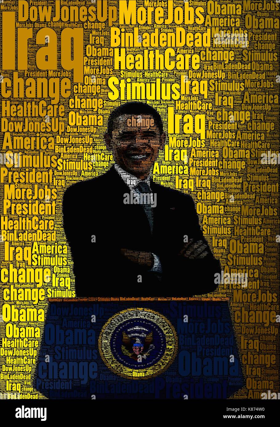 President Obama concept art, using only words to make it Stock Photo ...