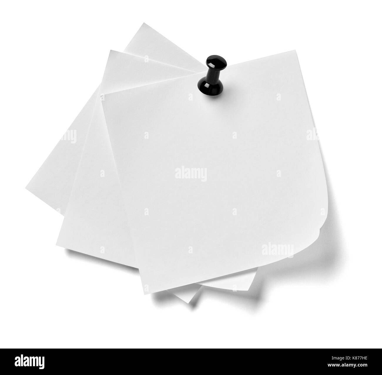 close up of a note paper with a red push pin on white background Stock ...