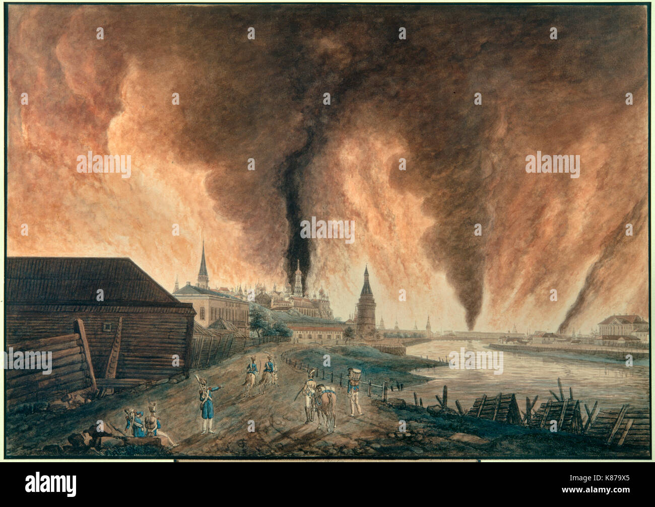 Napoleon bonaparte and the burning of moscow hi-res stock photography ...