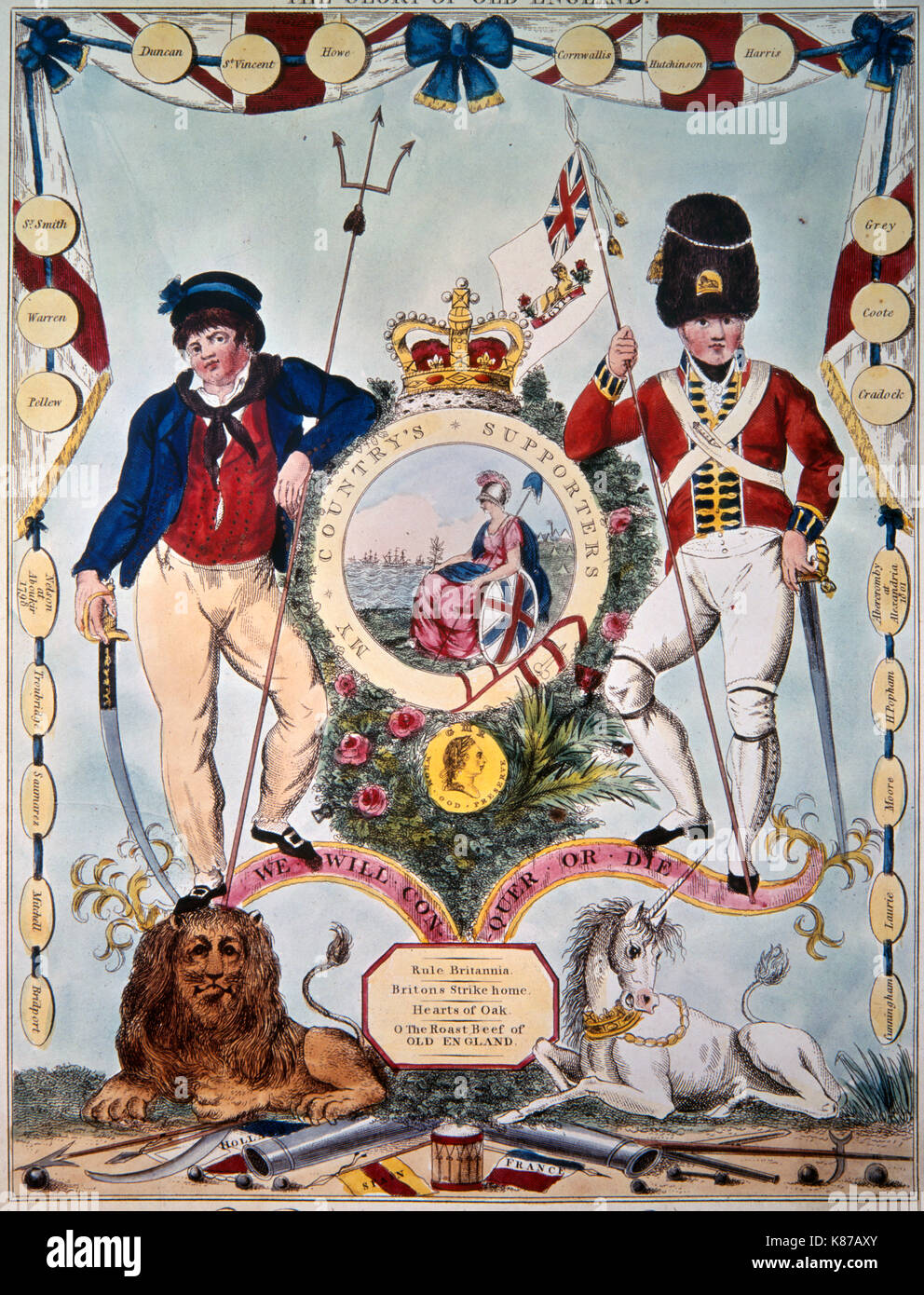 The Glory of Old England - Briton's Protection - 1808 Stock Photo - Alamy