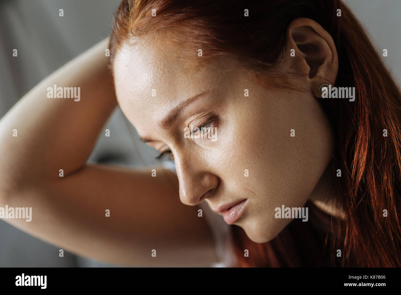 Portrait of a beautiful sad woman Stock Photo - Alamy