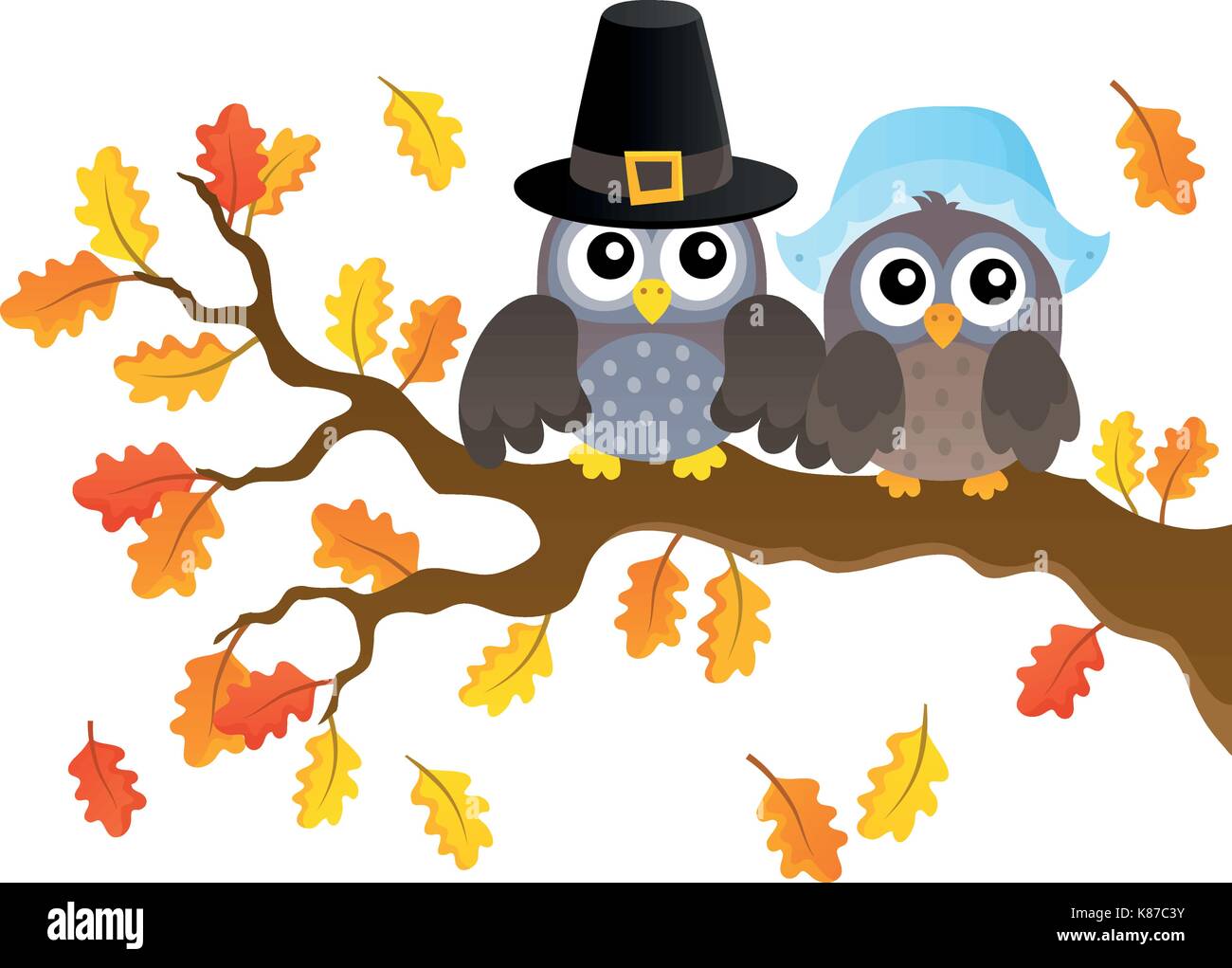 Thanksgiving owls thematic image 1 - eps10 vector illustration Stock ...