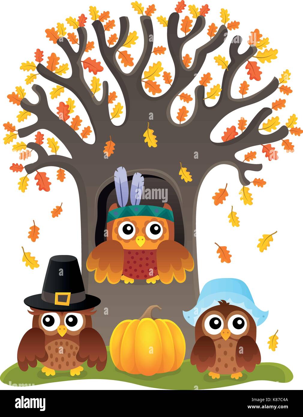 Thanksgiving owls thematic image 5 - eps10 vector illustration Stock ...