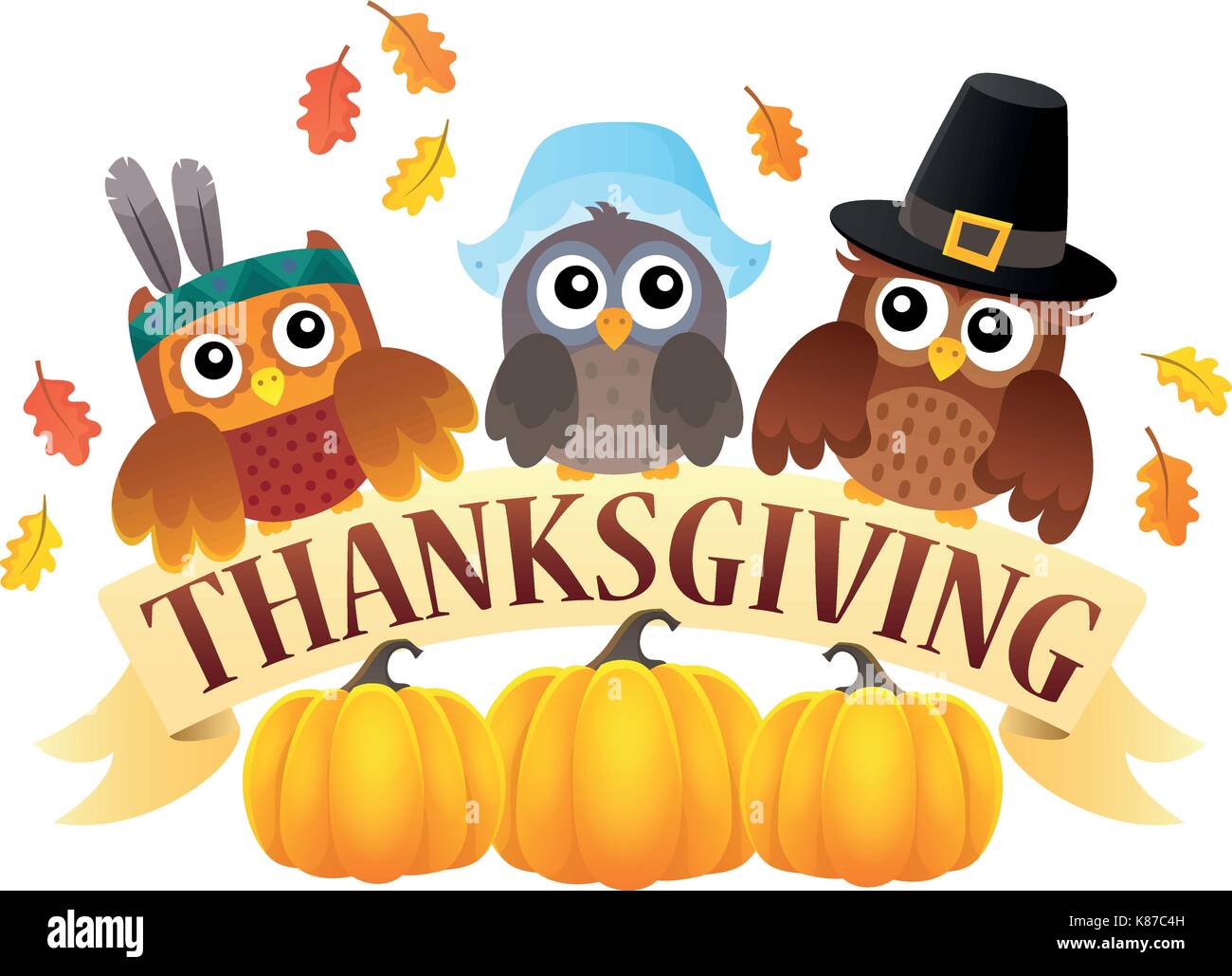 Thanksgiving owls thematic image 7 - eps10 vector illustration Stock ...
