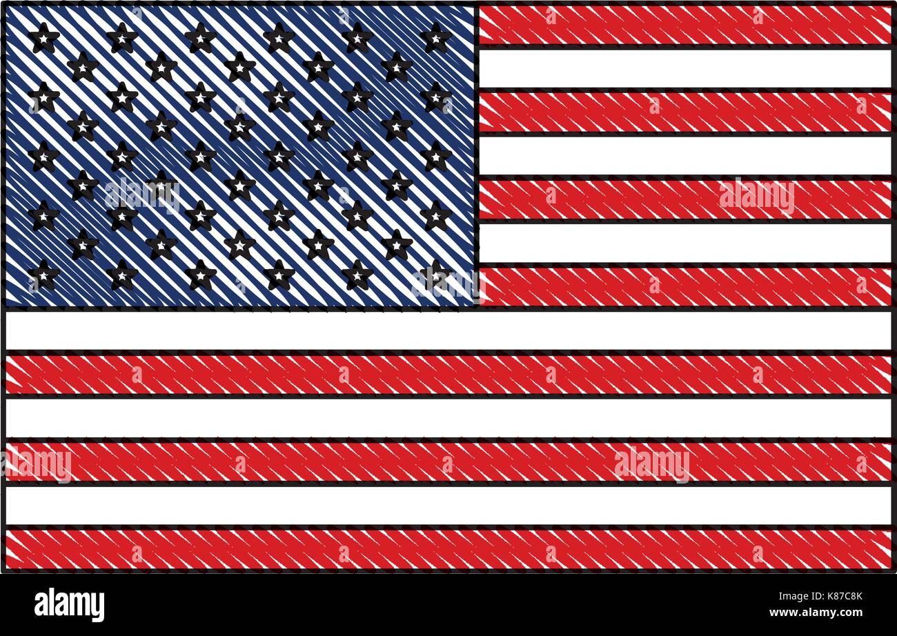 flag united states of america in colored crayon silhouette Stock Vector ...