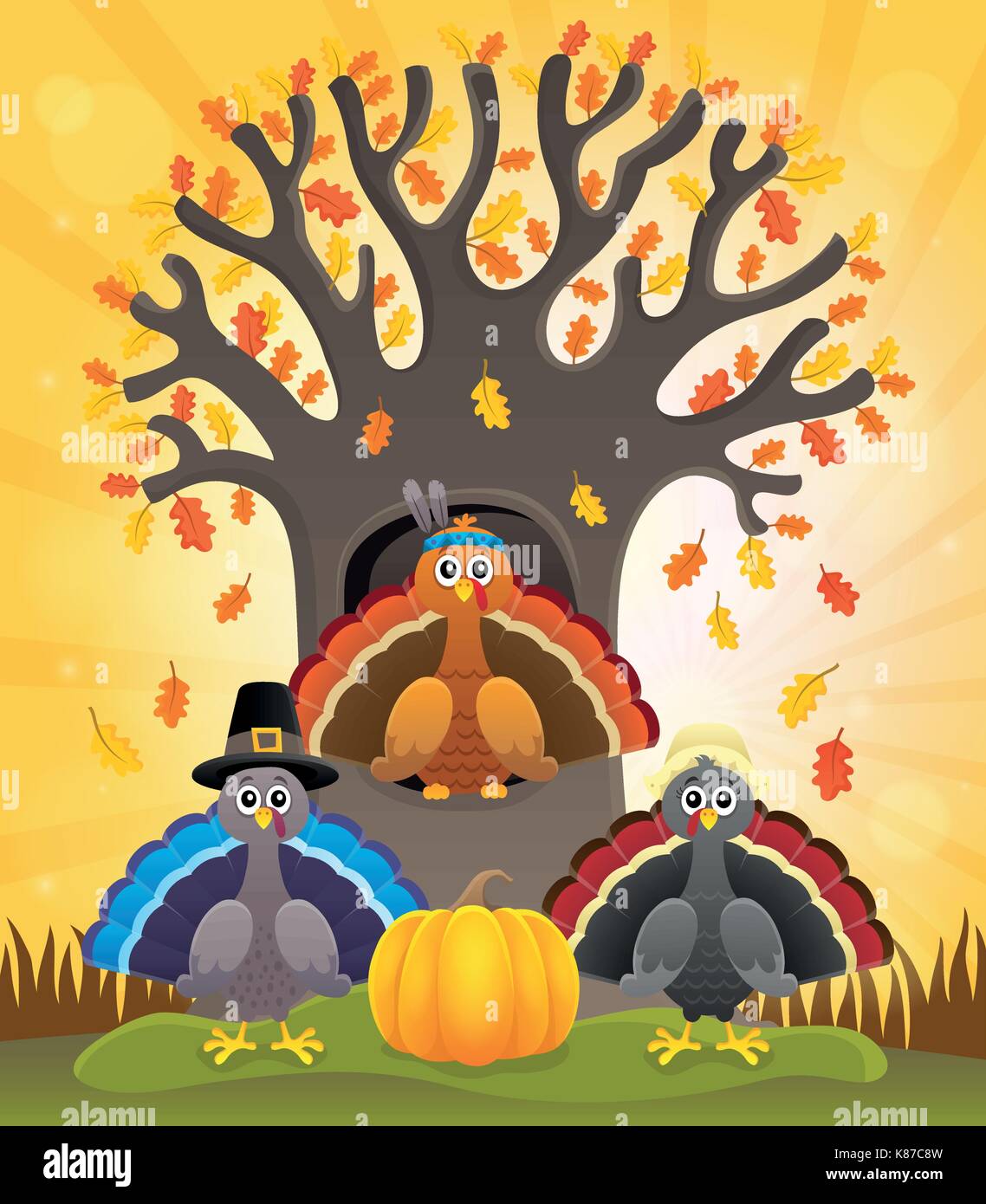 Thanksgiving turkeys thematic image 2 - eps10 vector illustration Stock ...