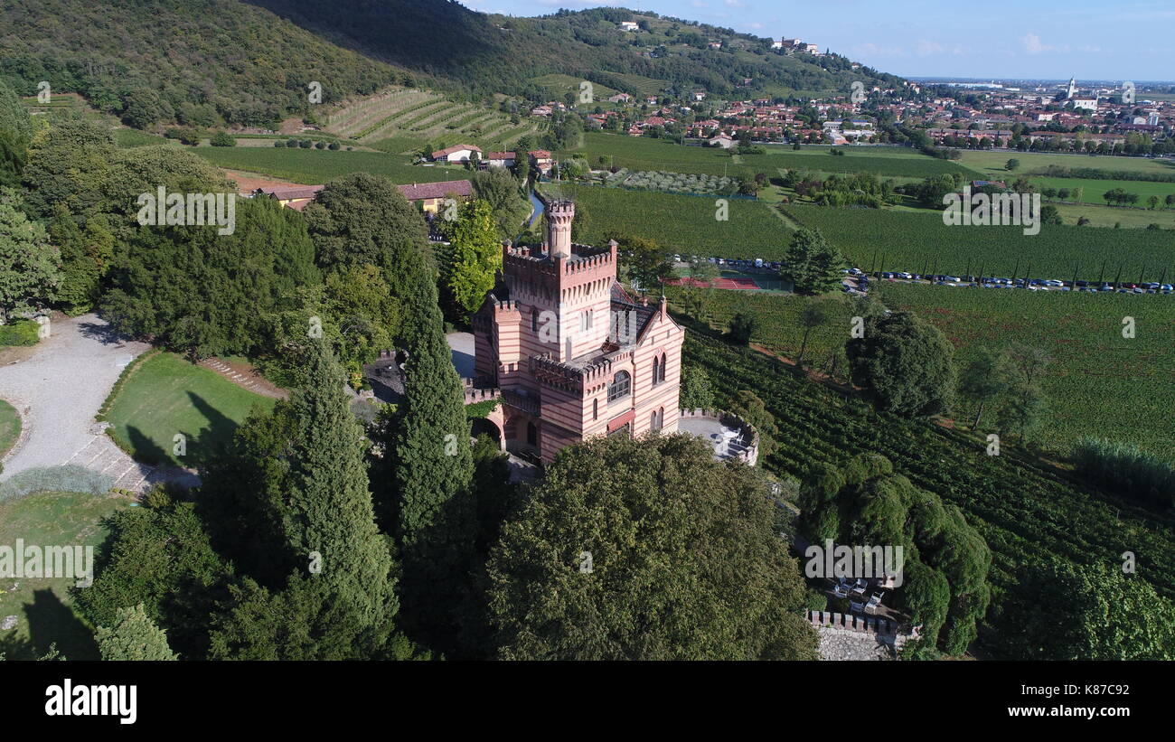 Aerial view of Bonomi Castle in Franciacorta, Brescia, italy Stock ...
